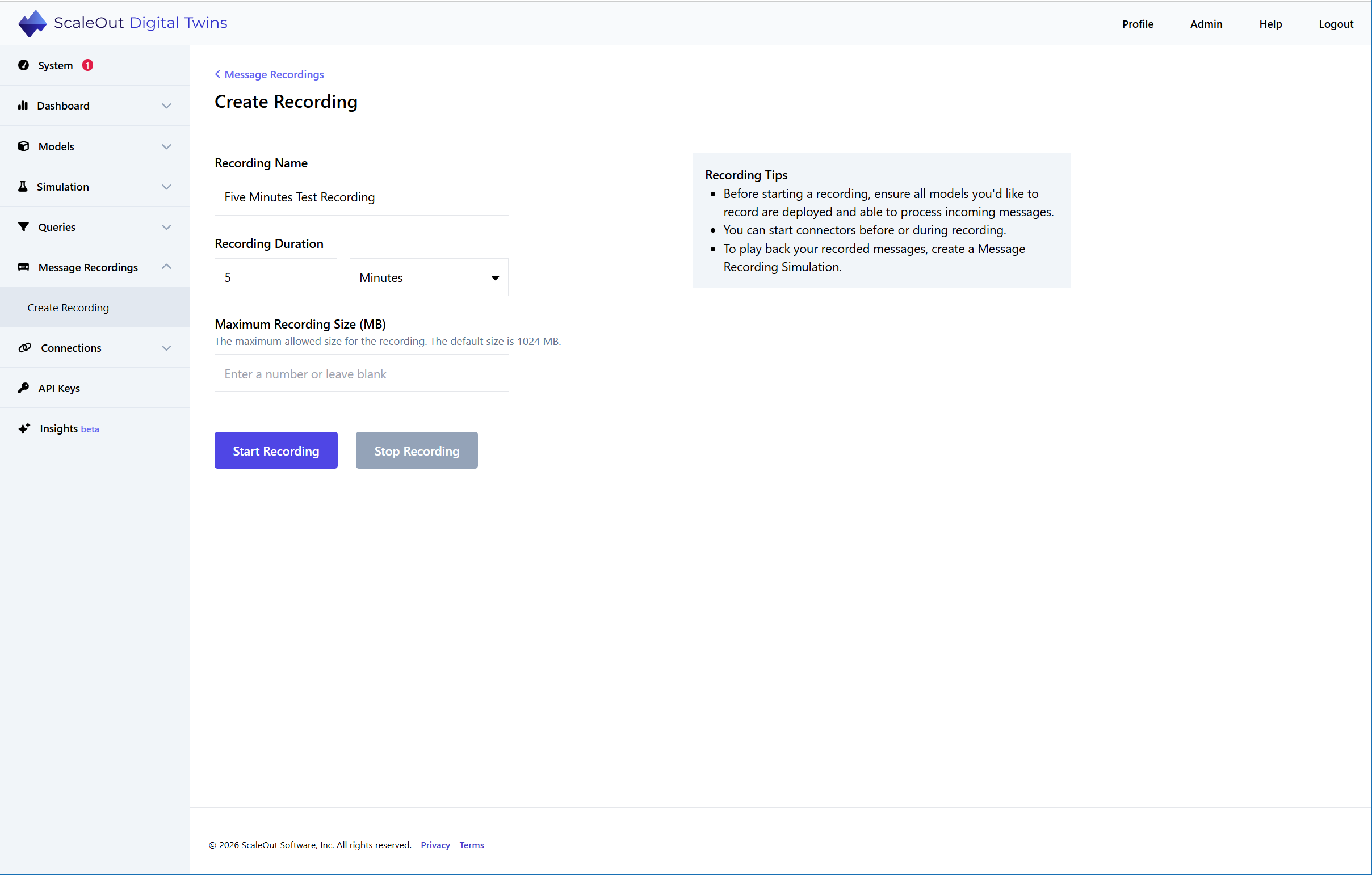 Message Recording — ScaleOut Digital Twins™ 1.0 documentation